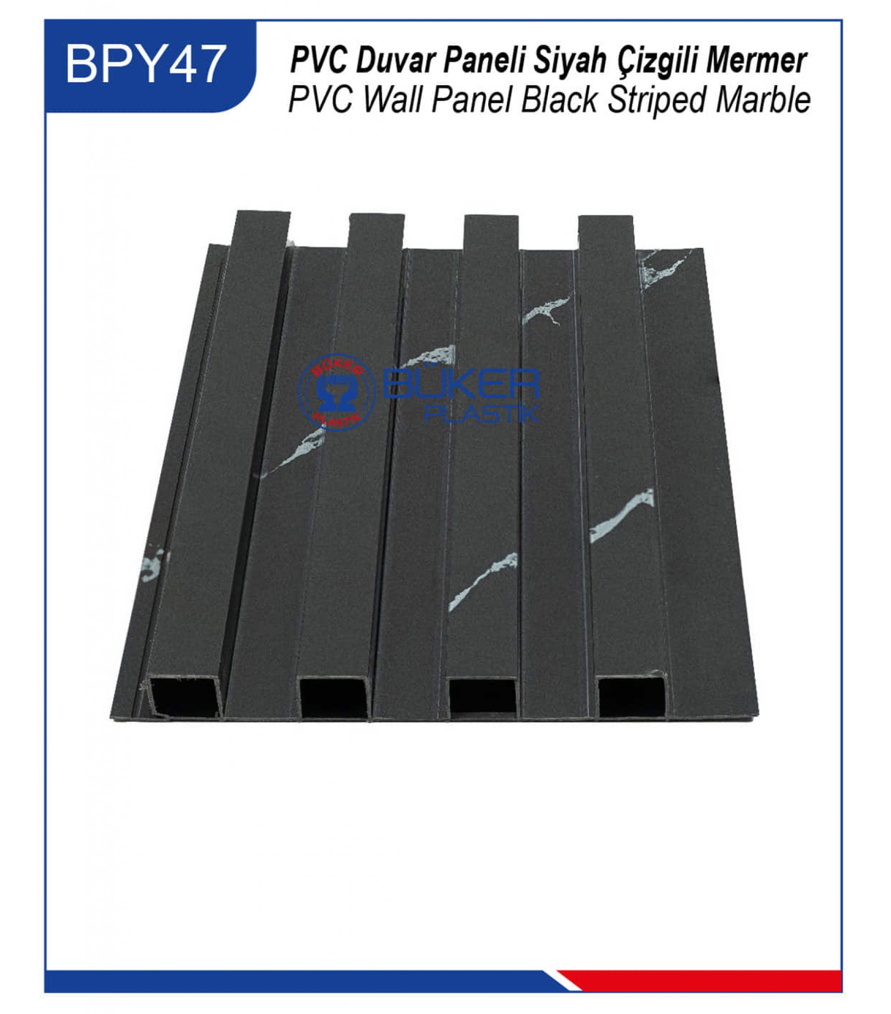 Siyah Çizgili Mermer PVC Duvar Paneli BPY-47 | Şık & Uzun Ömürlü